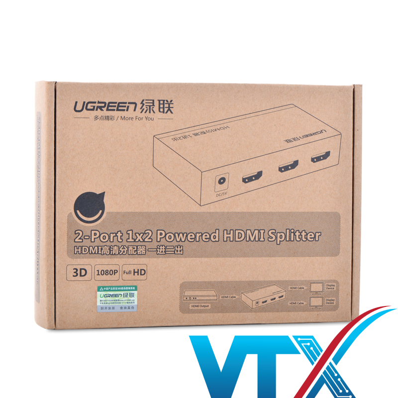 Bộ chia cổng HDMI 2 cổng Ugreen 40201 chính hãng giá rẻ nhất Việt Nam