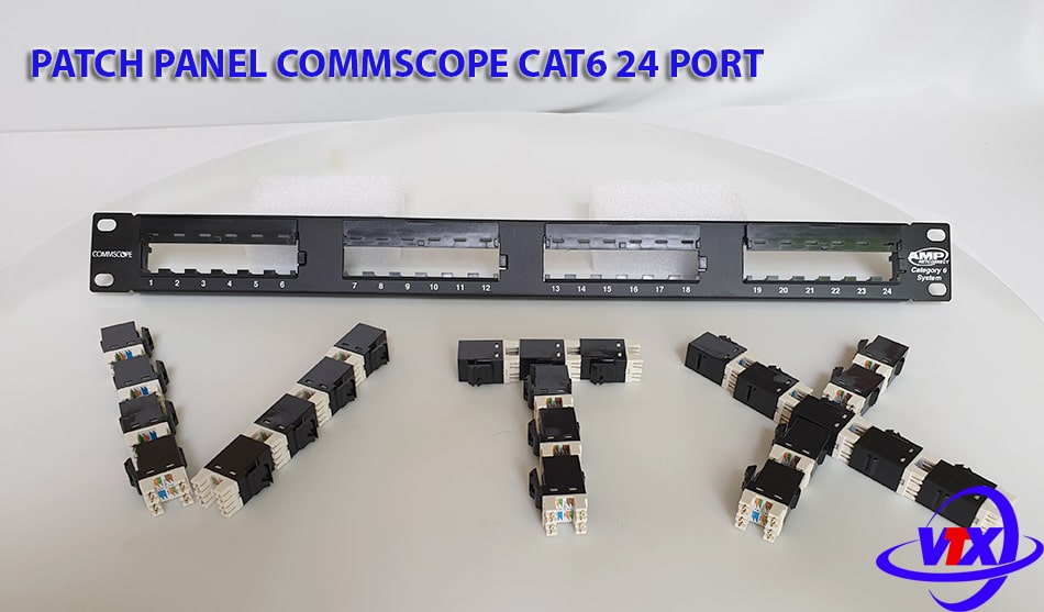 Patch panel COMMSCOPE/AMP 24 port CAT6 | PN: 1375014-2 - Viễn Thông Xanh